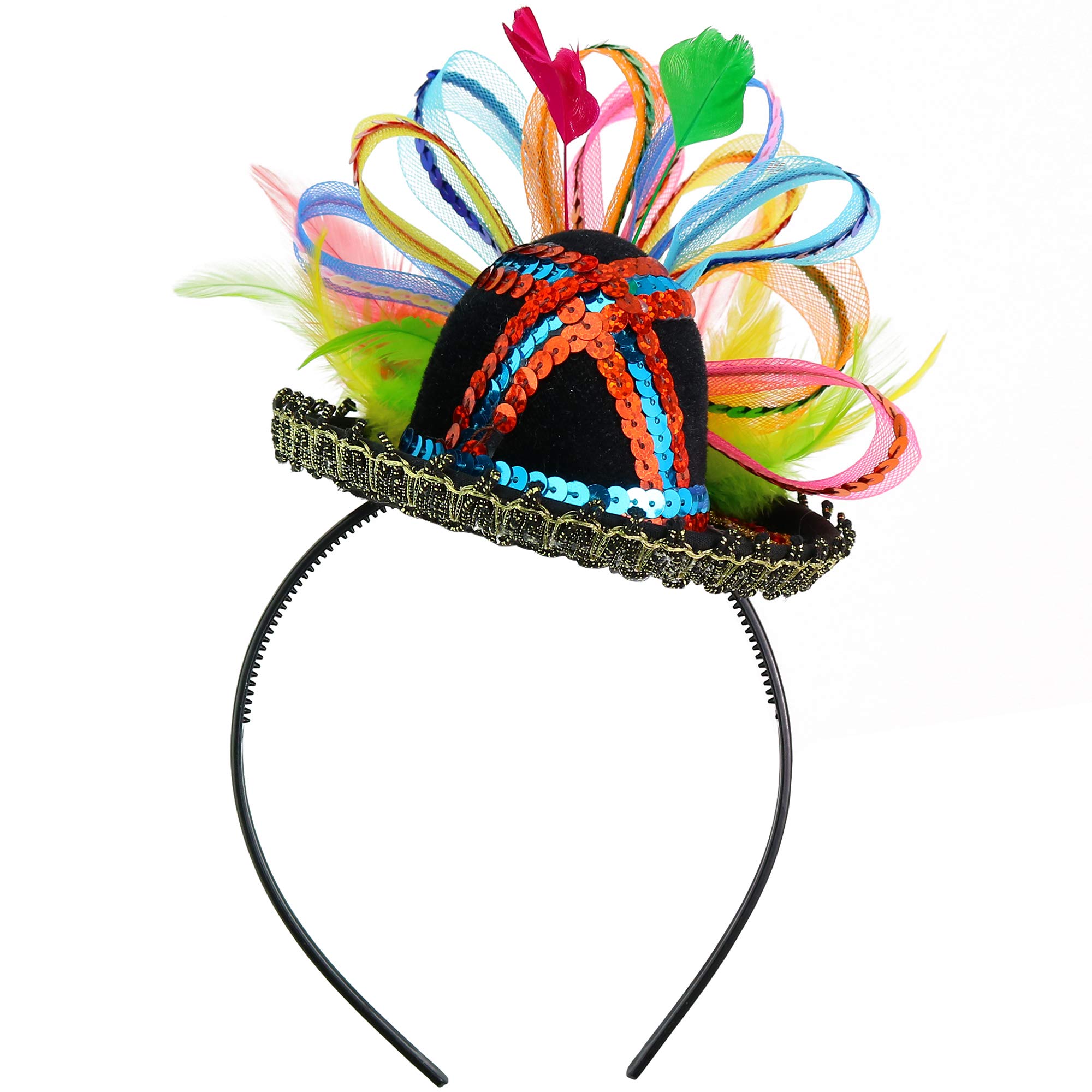 Skeleteen Womens Fiesta Sombrero Headband - Mexican Fancy Fascinator Girls Hair Accessories for Kids and adults