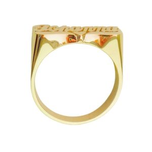 Lee106Z Personalized Gold (8.5mm) Size Script Letter with Plain Heart Tail Name Ring (yellow-gold 10k, 7)