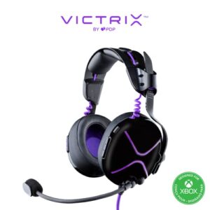 pdp victrix pro af wired professional esports gaming headset with cooling: xbox series one, xbox series s | x, pc, windows 10 computer - black/purple