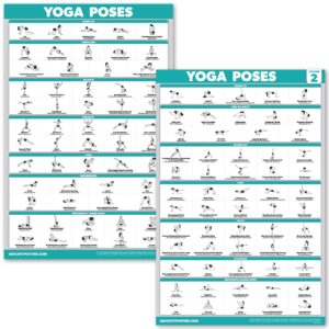 quickfit 2 pack - yoga poses poster set - beginner yoga position charts - volume 1 & 2 (laminated, 18" x 24")