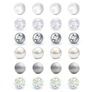 qwalit 14g 5mm replacement balls for body piercing jewelry externally threaded surgical steel & plastic pearl for belly button ring nipplering industrial barbell eyebrow horseshoe earrings piercing