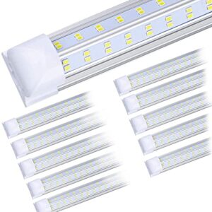 (10-Pack) 8ft LED Shop Light Fixture, 120W 19000LM 6000K, Cold White, V Shape, Clear Cover, Hight Output, Linkable Shop Lights, T8 LED Tube Lights, LED Shop Lights for Garage 8 Foot with Plug