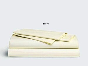 white house linen luxury hotel sheet 600 thread count 100% egyptian cotton sheet set rv short queen (60" x 75") ivory solid fit mattress upto 18-21 inch deep soft and luxuorious