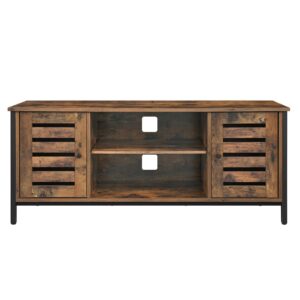 vasagle tv stand for 50 inches televisions, entertainment center with storage shelves, cabinet with louvered doors, 43.3‘’, rustic brown