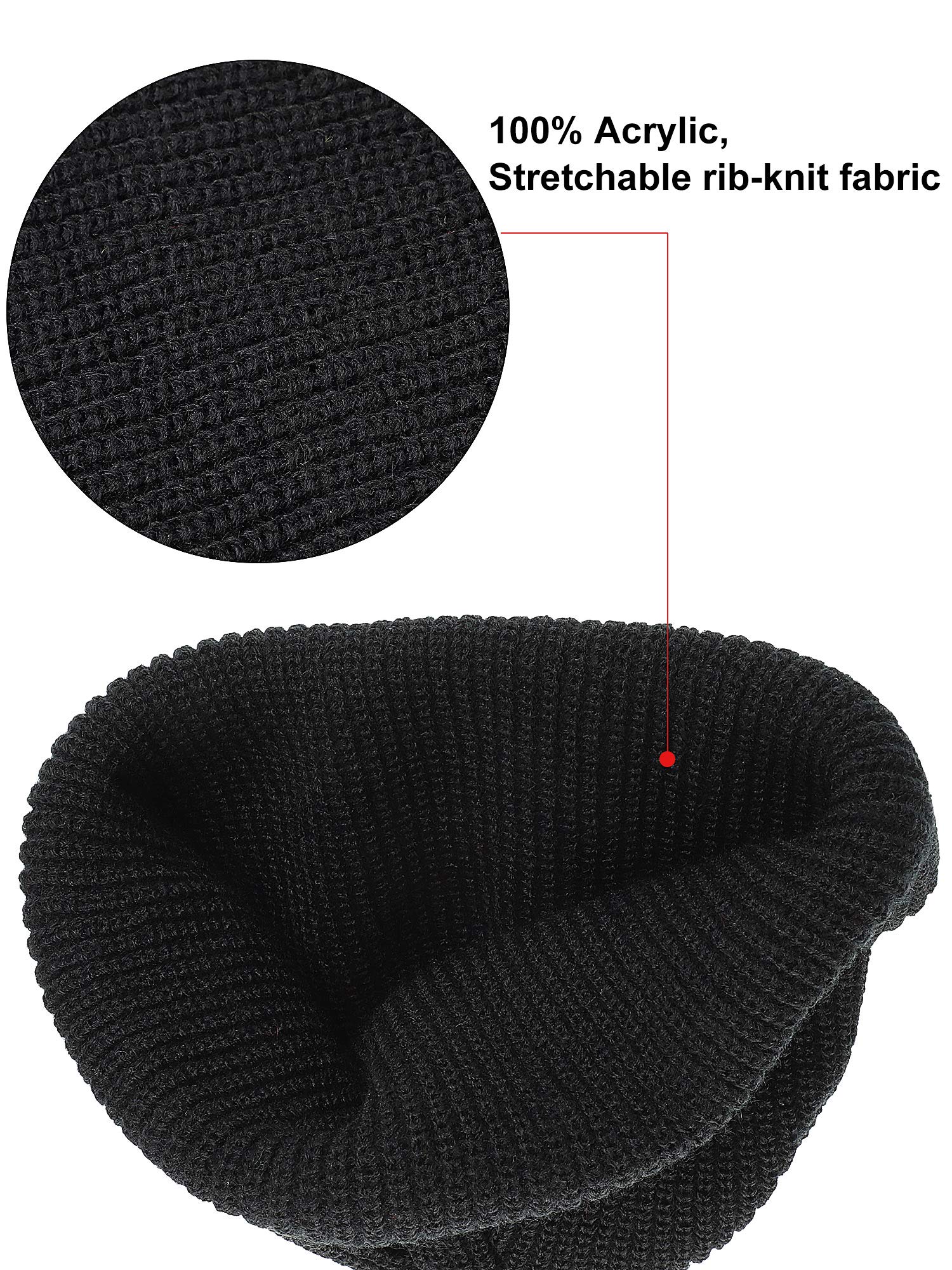 SATINIOR mens 2 Pieces Winter Short Fisherman Beanie Trawler Watch Edge Skullcap Men's Hat, Black, Medium