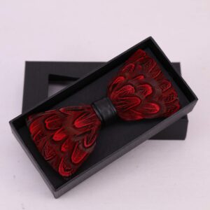 Men's Red Adjustable Bow Ties Fashion Creative Natural Feathers Wedding Bowties