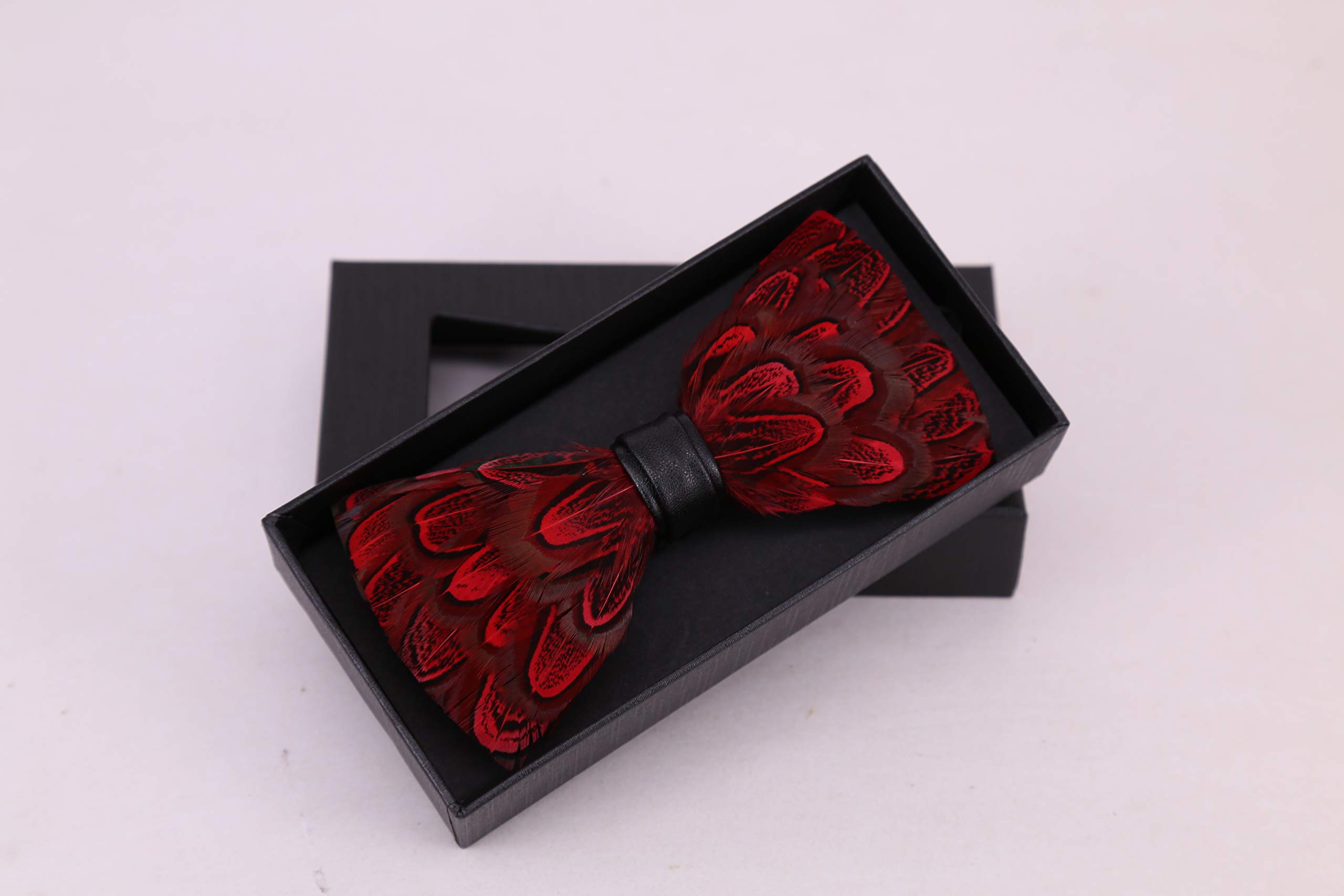 Men's Red Adjustable Bow Ties Fashion Creative Natural Feathers Wedding Bowties