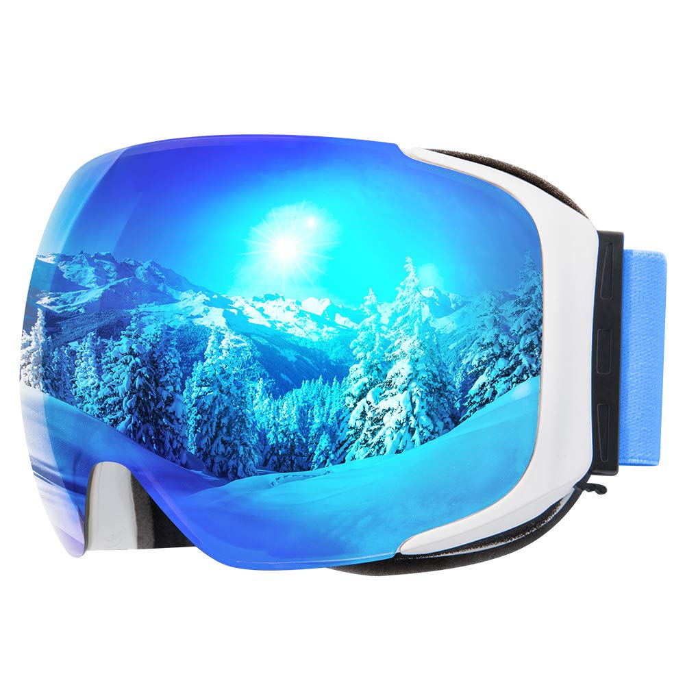 COPOZZ OTG Polarized Ski Goggles, G2 Interchangeable Magnetic Lens Over Glass Snowboard Goggles with UV Protection for Adult