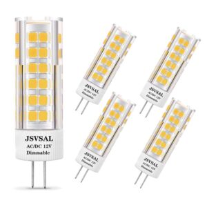 jsvsal (4-pack g4 led bulb dimmable 7 watt g4 bulb equivalent to 60w 70w g4 halogen bulb replacement, t3 jc type bi-pin g4 base, dc/ac 12v natural white-4000k g4 light bulb