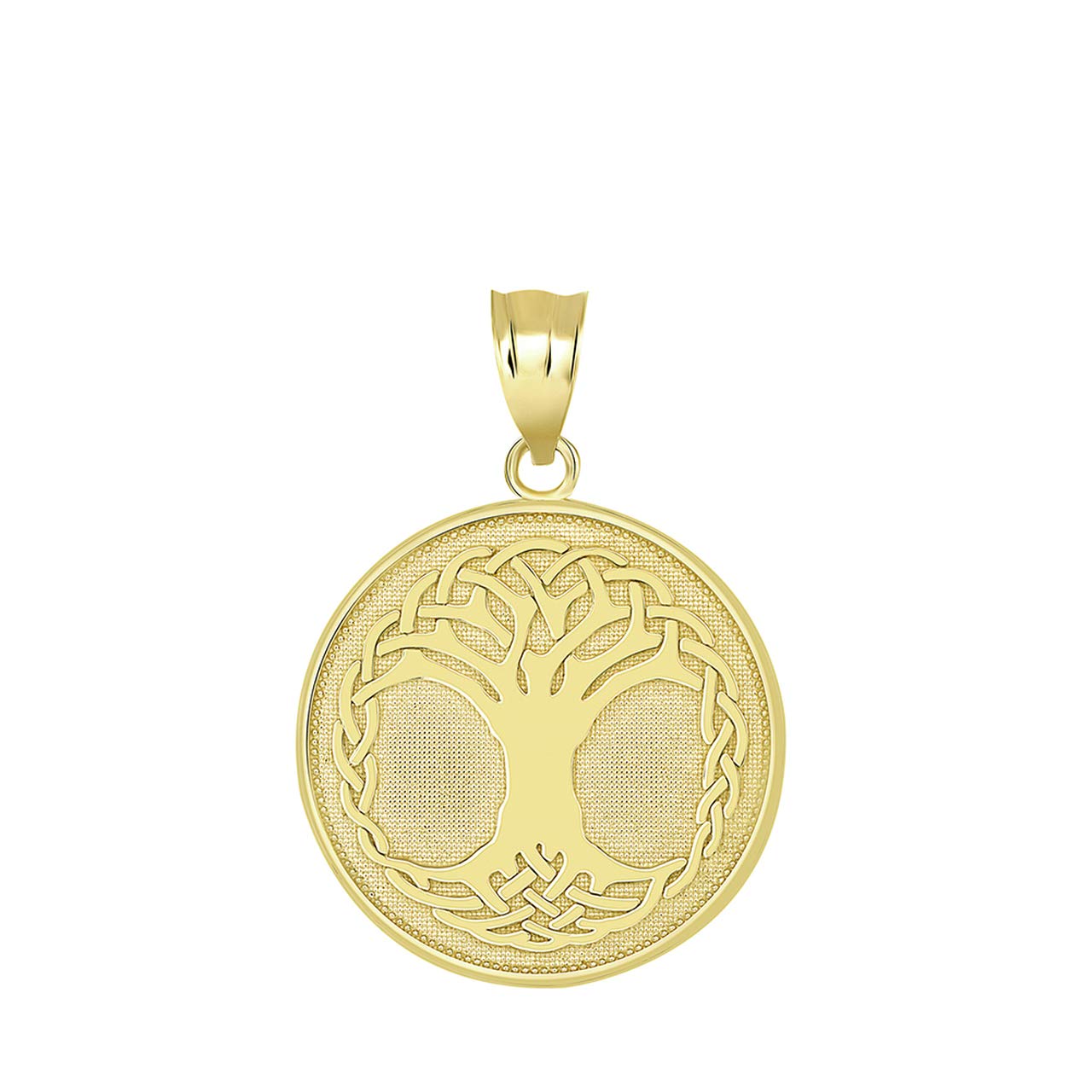 Sideways Crosses Certified 14k Yellow Gold Tree Of Life Medallion Pendant