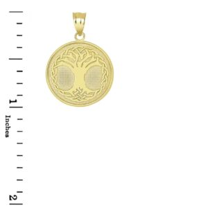 Sideways Crosses Certified 14k Yellow Gold Tree Of Life Medallion Pendant