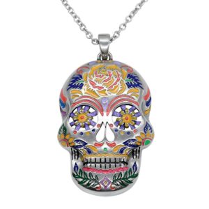 controse floral sugar skull necklace