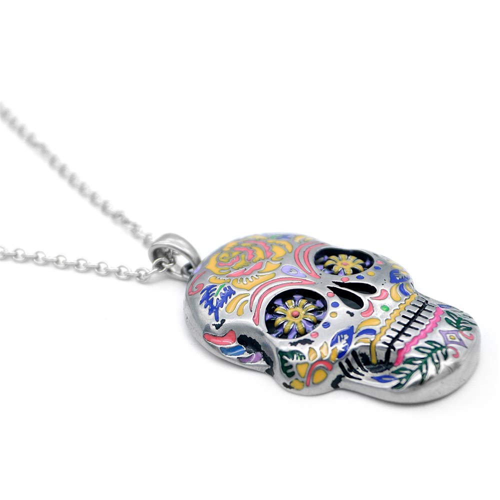 Controse Floral Sugar Skull Necklace