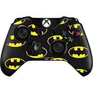 skinit decal gaming skin compatible with xbox one controller - officially licensed warner bros batman logo all over print design