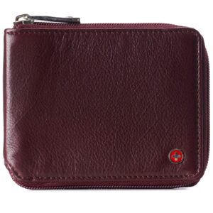 alpine swiss logan zipper bifold wallet for men or women rfid safe comes in a gift box burgundy