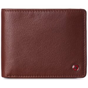 alpine swiss rfid protected mens spencer leather wallet bifold 2 id windows divided bill section comes in gift box tan