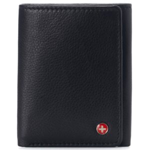 alpine swiss mens leon trifold wallet rfid safe genuine leather comes in a gift box black