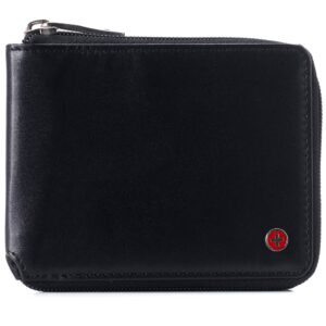 alpine swiss logan zipper bifold wallet for men or women rfid safe york collection smooth finish black