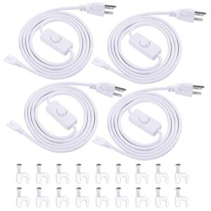 TRLIFE T5 T8 Power Cord, 6FT Long T5 T8 LED Light Cord with On/Off Switch, T5 T8 LED Wire Connector Power Cord with US Plug for LED T5 T8 Integrated Tube Light Fixtures (4 Pack)