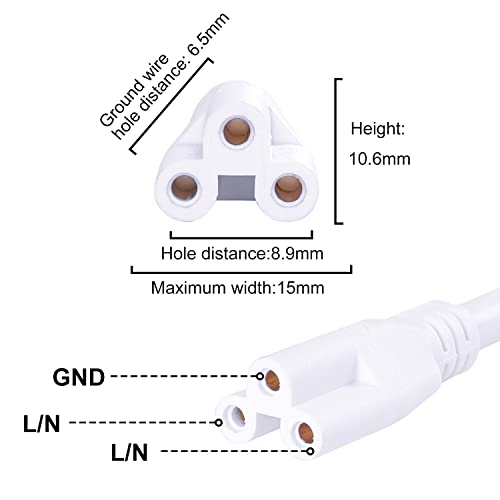 TRLIFE T5 T8 Power Cord, 6FT Long T5 T8 LED Light Cord with On/Off Switch, T5 T8 LED Wire Connector Power Cord with US Plug for LED T5 T8 Integrated Tube Light Fixtures (4 Pack)