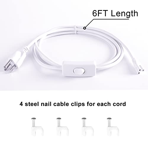 TRLIFE T5 T8 Power Cord, 6FT Long T5 T8 LED Light Cord with On/Off Switch, T5 T8 LED Wire Connector Power Cord with US Plug for LED T5 T8 Integrated Tube Light Fixtures (4 Pack)