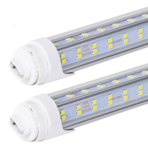 10 pcs-t8 t10 t12 led tube light, 8 foot , 100w rotate v shaped, r17d/ho 8ft led bulb ,6000k cold white, 14500lm, clear cover, (replacement for f96t12/cw/ho 150w), ballast bypass,dual-end powered