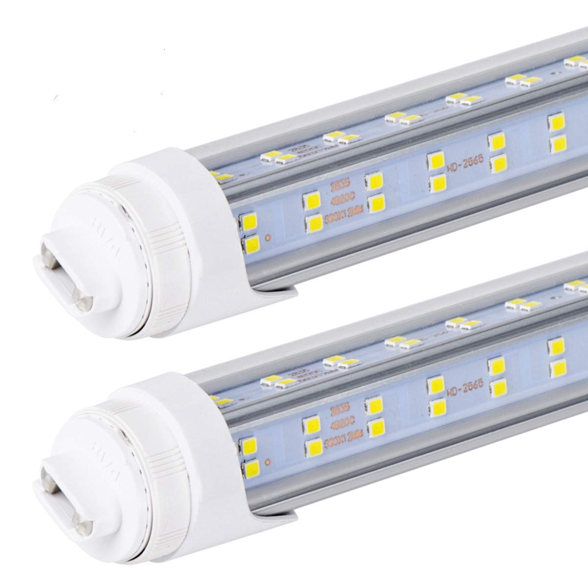 10 PCS-T8 T10 T12 LED Tube Light, 8 foot , 100W Rotate V Shaped, R17D/HO 8FT LED Bulb ,6000K Cold White, 14500LM, Clear Cover, (Replacement for F96T12/CW/HO 150W), Ballast Bypass,Dual-End Powered