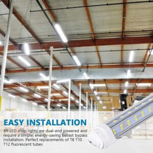 10 PCS-T8 T10 T12 LED Tube Light, 8 foot , 100W Rotate V Shaped, R17D/HO 8FT LED Bulb ,6000K Cold White, 14500LM, Clear Cover, (Replacement for F96T12/CW/HO 150W), Ballast Bypass,Dual-End Powered