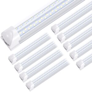 jomitop 8 ft led shop light fixture 120w 14400 lumens 6500k cold white t8 v shaped integrated led tube light 4 rows cooler door light, warehouse super bright white pack of 10