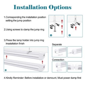 JOMITOP 8 ft Led Shop Light Fixture 120W 14400 Lumens 6500K Cold White T8 V Shaped Integrated Led Tube Light 4 Rows Cooler Door Light, Warehouse Super Bright White Pack of 10