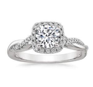 foreverjewelryhub 1.50 ct d/vvs1 diamond halo twisted engagement ring 14k white gold plated 925 sterling silver