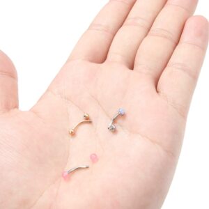 Prjndjw 16G Eyebrow Rings Surgical Steel Eyebrow Piercing Opal Glow in The Dark Cartilage Rook Daith Tragus Earrings Navel Belly Lip Curved Barbell Body Jewelry 5/16in(8mm) 12PCS 3mm