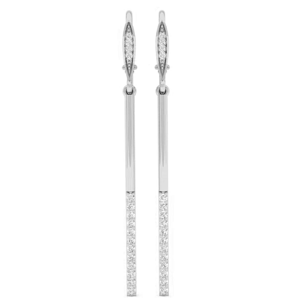 Dazzlingrock Collection 0.25 Carat (ctw) Round White Diamond Ladies Line Dangling Earrings 1/4 CT, 14K White Gold