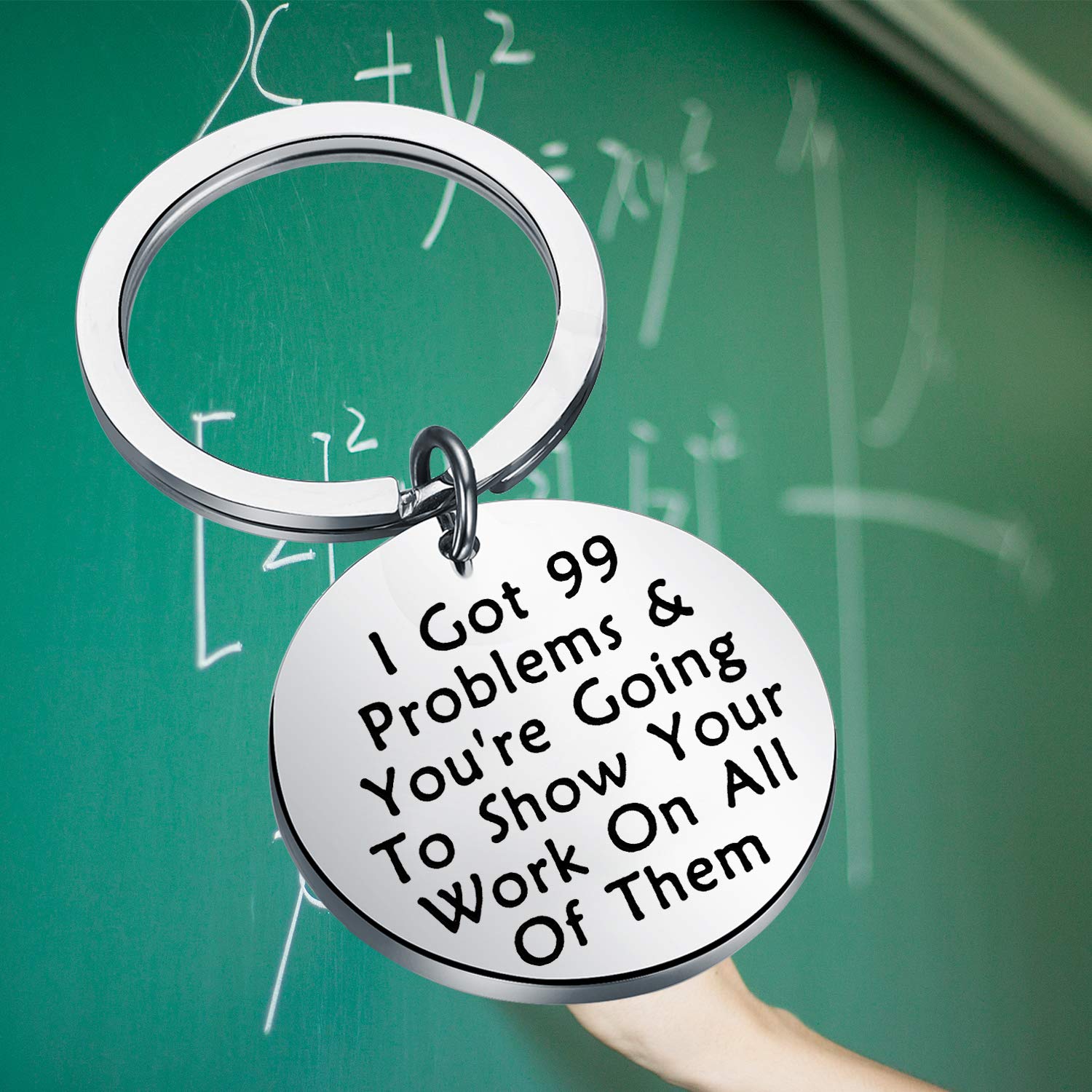 LQRI Math Teacher Gift Math Nerd Gift Math Science Geeky Jewelry I Got 99 Problems Show Your Work Funny Math Teacher Keychain Teacher Appreciation Gift (silver)