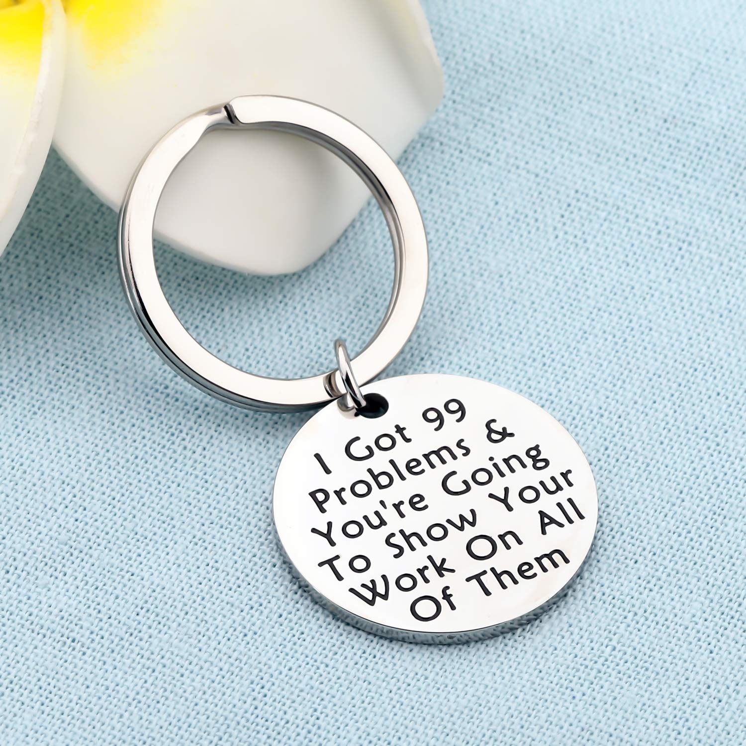 LQRI Math Teacher Gift Math Nerd Gift Math Science Geeky Jewelry I Got 99 Problems Show Your Work Funny Math Teacher Keychain Teacher Appreciation Gift (silver)