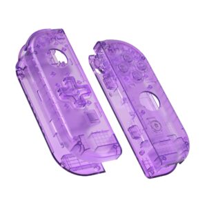 extremerate clear atomic purple joycon handheld controller housing (d-pad version) with full buttons, diy replacement shell case for nintendo switch & switch oled joy-con – console shell not included