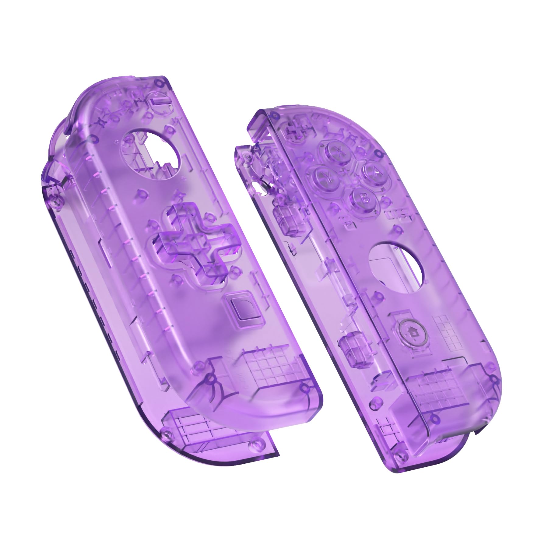 eXtremeRate Clear Atomic Purple Joycon Handheld Controller Housing (D-Pad Version) with Full Buttons, DIY Replacement Shell Case for Nintendo Switch & Switch OLED Joy-Con – Console Shell NOT Included