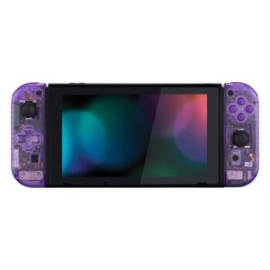 eXtremeRate Clear Atomic Purple Joycon Handheld Controller Housing (D-Pad Version) with Full Buttons, DIY Replacement Shell Case for Nintendo Switch & Switch OLED Joy-Con – Console Shell NOT Included