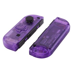 eXtremeRate Clear Atomic Purple Joycon Handheld Controller Housing (D-Pad Version) with Full Buttons, DIY Replacement Shell Case for Nintendo Switch & Switch OLED Joy-Con – Console Shell NOT Included