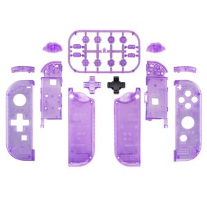 eXtremeRate Clear Atomic Purple Joycon Handheld Controller Housing (D-Pad Version) with Full Buttons, DIY Replacement Shell Case for Nintendo Switch & Switch OLED Joy-Con – Console Shell NOT Included