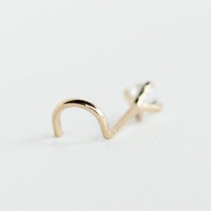 14k Gold Cubic Zirconia Nose Ring (3mm)