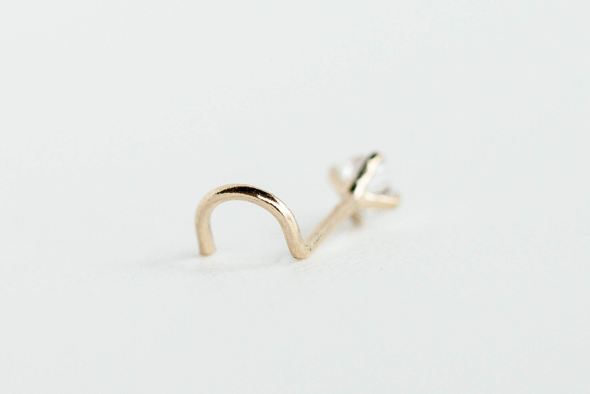 14k Gold Cubic Zirconia Nose Ring (3mm)