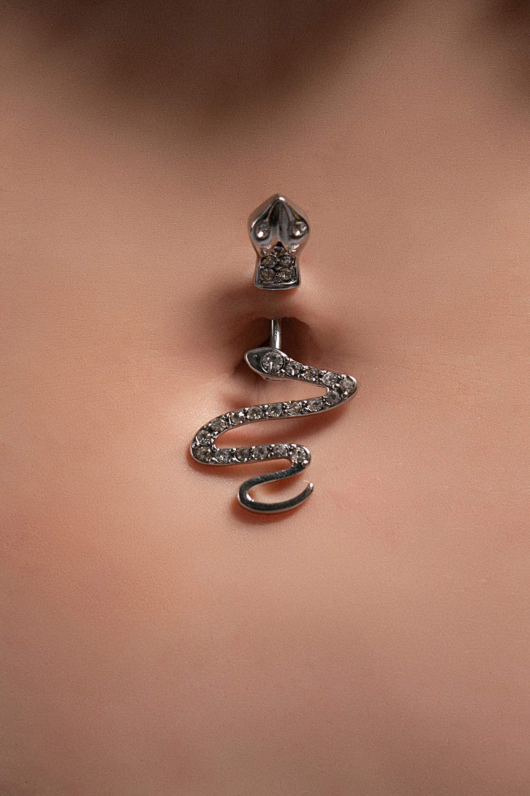 Jewseen Snake Belly Button Ring Green CZ Crystal Surgical Stainless Steel Navel Rings 14g Belly Piercing Body Jewelry