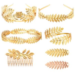 7pcs goddess leaf headband, greek goddess bridal hairband, laurel leaves crown gold leaf branch crown greek goddess headpiece accessories, romantic grecian goddess costume accessories – gorgeous