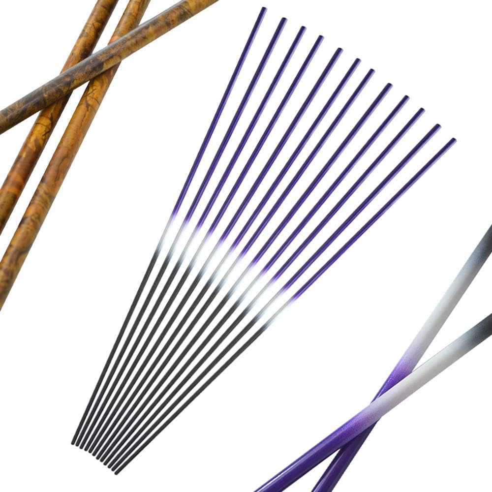 SHARROW 30 Inch Archery Pure Carbon Arrows Shaft ID 6.2mm Spine 250 300 350 400 450 500 550 600 Arrows Shaft for DIY Compound Recurve Bows Hunting (Purple, Spine 250)