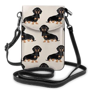 women men girls boys wiener dog fabric doxie dachshund weiner dog pet dogs small crossbody purse cell phone pouch mini tote shoulder bag for travel work shopping walking dating outdoor