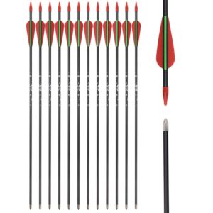 archery recurve bow arrows fiberglass arrow 28 inch hunting shooting practice target for beginners kids youth sport outdoor(pack of 12)