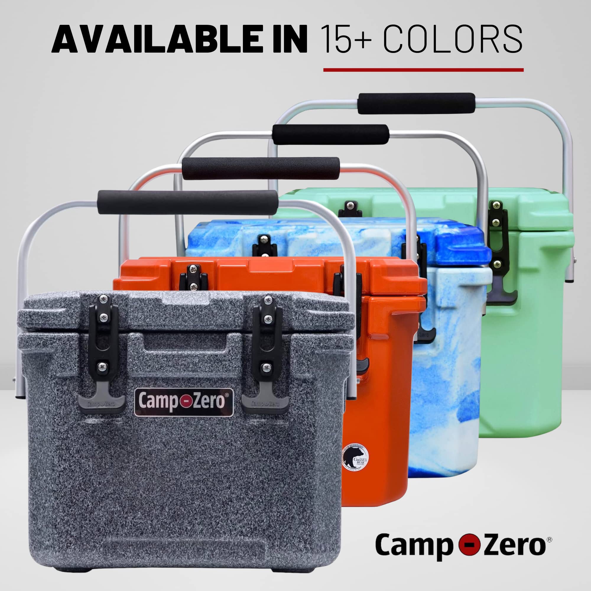 CAMP-ZERO 10L-10.6 Quart Portable Hard Cooler Ice Chest, Perfect for Drinks, Lunch, Beach, Picnics, Boating, Camping and Travel with 2 Molded-in Cup Holders and Folding Aluminum Handle