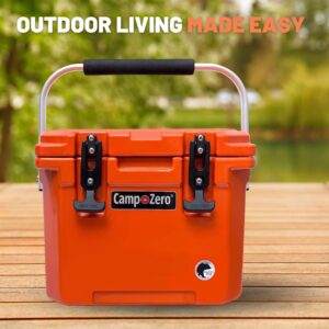 CAMP-ZERO 10L-10.6 Quart Portable Hard Cooler Ice Chest, Perfect for Drinks, Lunch, Beach, Picnics, Boating, Camping and Travel with 2 Molded-in Cup Holders and Folding Aluminum Handle