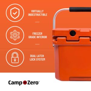 CAMP-ZERO 10L-10.6 Quart Portable Hard Cooler Ice Chest, Perfect for Drinks, Lunch, Beach, Picnics, Boating, Camping and Travel with 2 Molded-in Cup Holders and Folding Aluminum Handle